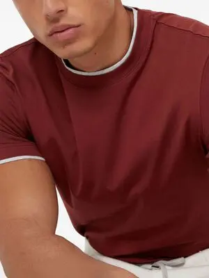 Brunello Cucinelli Contrast-trim Crew-neck T-shirt