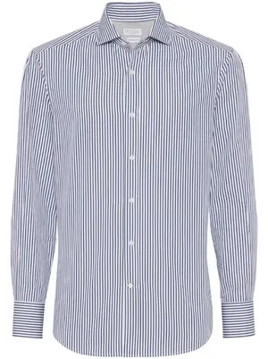 Brunello Cucinelli Stripe Pattern Cotton Shirt