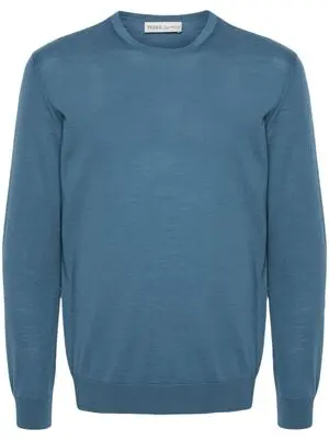 MODES Fine-knit Merino Wool Jumper - Blue