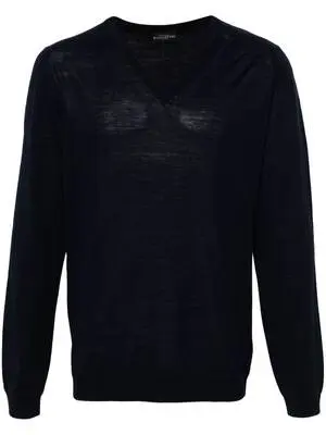 BALLANTYNE V-neck Wool Jumper - Blue