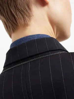 Brunello Cucinelli Pinstripe Blazer With Monili Trim