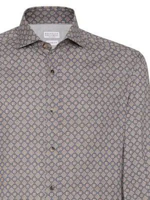 Brunello Cucinelli Geometric-pattern Cotton Shirt