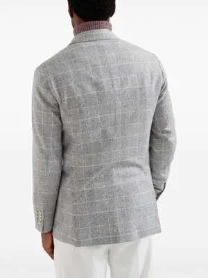 Brunello Cucinelli Single-breasted Checked Blazer - White