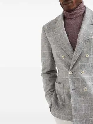 Brunello Cucinelli Single-breasted Checked Blazer - White