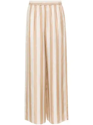 Fendi Pequin-stripe Silk Palazzo Pants - Neutrals