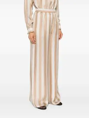 Fendi Pequin-stripe Silk Palazzo Pants - Neutrals