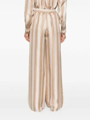 Fendi Pequin-stripe Silk Palazzo Pants - Neutrals