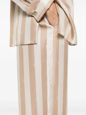 Fendi Pequin-stripe Silk Palazzo Pants - Neutrals