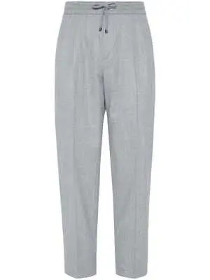Brunello Cucinelli Pressed-crease Wool Trousers - Grey