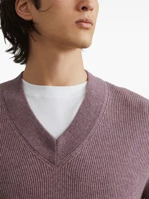 Brunello Cucinelli Ribbed V-neck Jumper