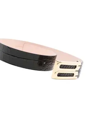 Victoria Beckham Logo-plaque Leather Belt - Black
