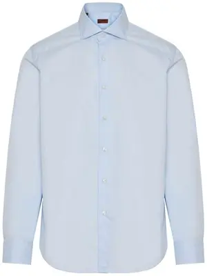 BARBA NAPOLI Cotton Botton-up Shirt - Blue