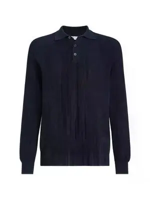 BRUNELLO CUCINELLI Cotton English Rib Knit Polo With Long Raglan Sleeves