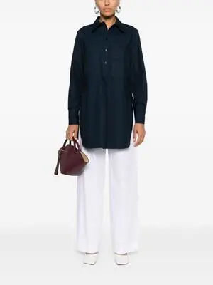 MODES Side-slit Poplin Shirt - Blue