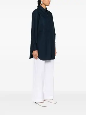 MODES Side-slit Poplin Shirt - Blue