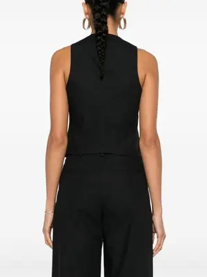 MODES V-neck Poplin Gilet - Black
