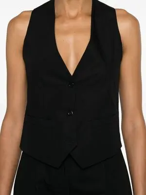 MODES V-neck Poplin Gilet - Black
