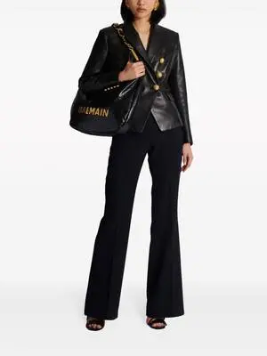 Balmain Double-breasted Leather Blazer - Black