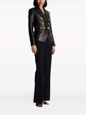 Balmain Double-breasted Leather Blazer - Black