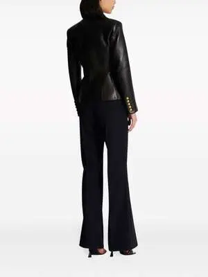 Balmain Double-breasted Leather Blazer - Black