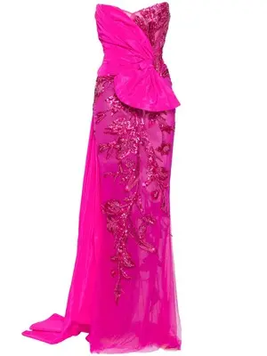 SAIID KOBEISY Beaded Gathered Gown