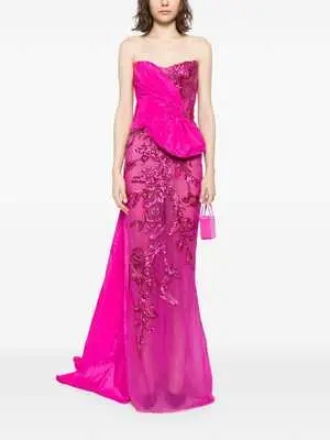 SAIID KOBEISY Beaded Gathered Gown