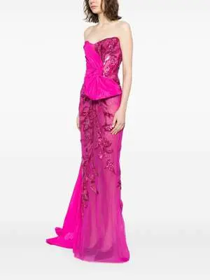 SAIID KOBEISY Beaded Gathered Gown