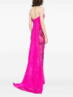 SAIID KOBEISY Beaded Gathered Gown