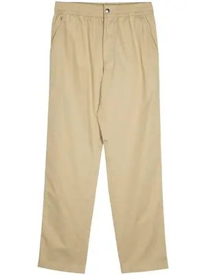Maison Kitsuné Logo-embroidered Tapered Trousers - Neutrals
