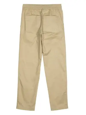 Maison Kitsuné Logo-embroidered Tapered Trousers - Neutrals
