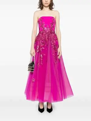 SAIID KOBEISY Beaded Tulle Gown - Pink