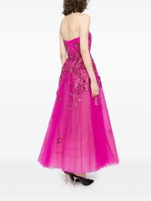 SAIID KOBEISY Beaded Tulle Gown - Pink