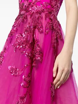 SAIID KOBEISY Beaded Tulle Gown - Pink