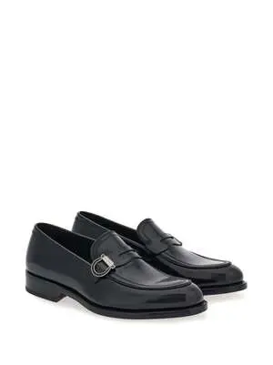 FERRAGAMO Gancini Leather Moccasins - Black