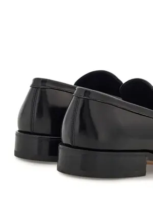 FERRAGAMO Gancini Leather Moccasins - Black