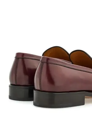 FERRAGAMO Gancini Plaque Leather Moccasins - Red