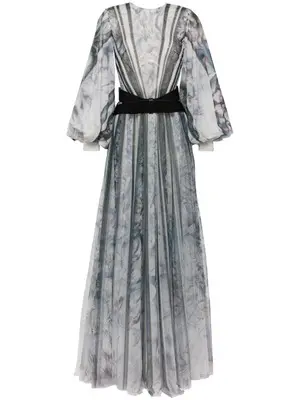 SAIID KOBEISY Abstract-print Belted Gown