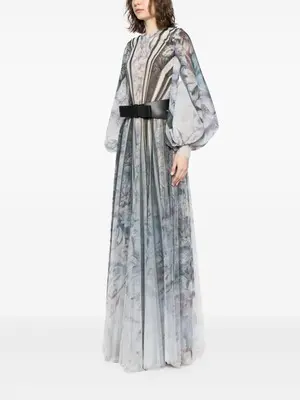 SAIID KOBEISY Abstract-print Belted Gown
