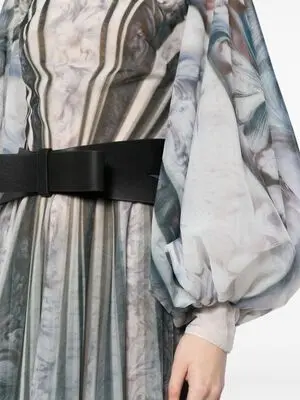 SAIID KOBEISY Abstract-print Belted Gown