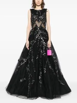 SAIID KOBEISY Beaded Tulle Gown