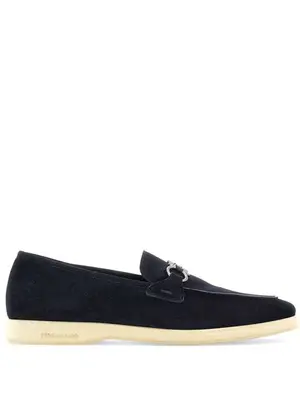 FERRAGAMO Gancini Ornament Suede Loafers - Blue