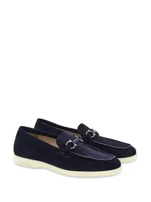 FERRAGAMO Gancini Ornament Suede Loafers - Blue