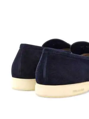 FERRAGAMO Gancini Ornament Suede Loafers - Blue