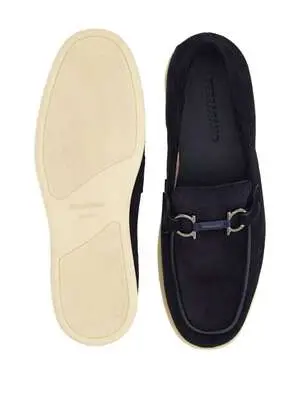 FERRAGAMO Gancini Ornament Suede Loafers - Blue