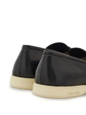 FERRAGAMO Gancini-plaque Leather Loafers - Black