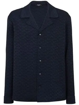 Balmain Pb Labyrinth-jacquard Pyjama Shirt - Blue
