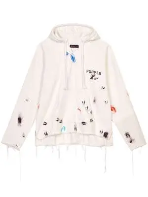 PURPLE BRAND Cotton Hoodie With Paint Splatter Detail