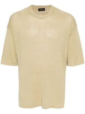 ROBERTO COLLINA Knitted Linen T-shirt Neutrals