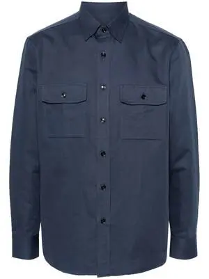 BRIONI Long-sleeve Cotton-linen Blend Shirt