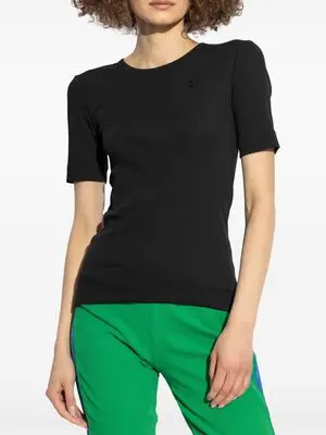 GANNI Soft Cotton Rib T-shirt - Black